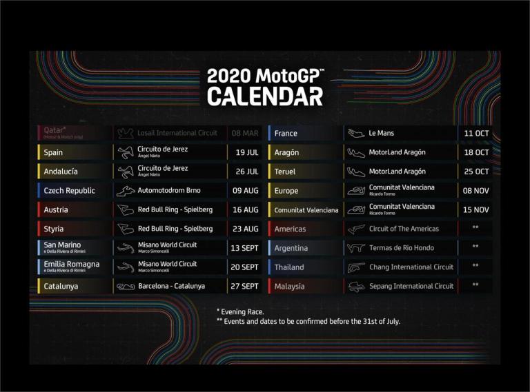 Her er den reviderede MotoGP-kalender for 2020 – Bike powered by Motorrad